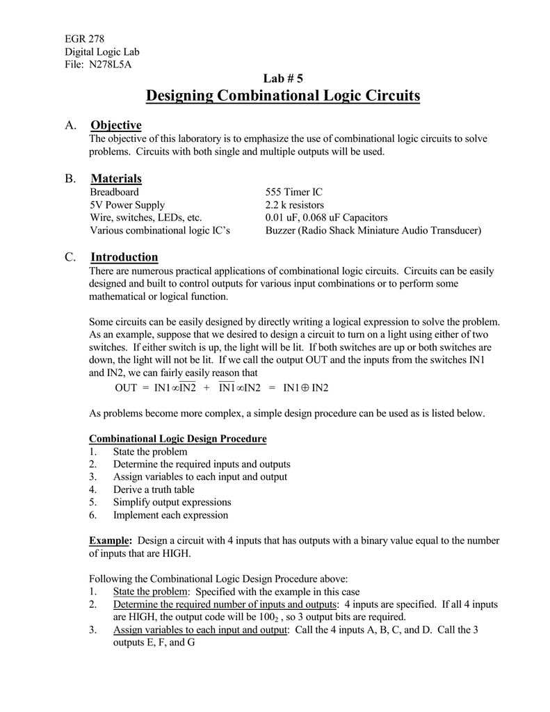 Combinational Logic Circuits Lab Report