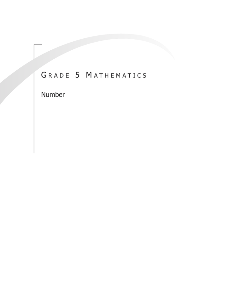 Grade 5 Math Number Section Manitoba Education And Training