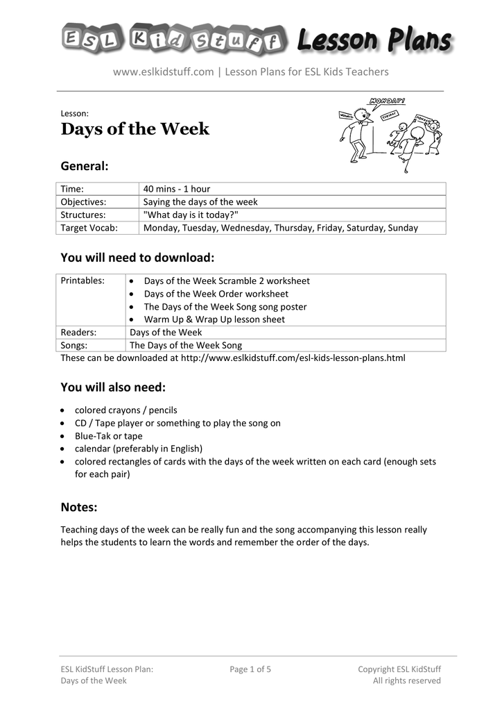 Days Of The Week Days Of The Week
