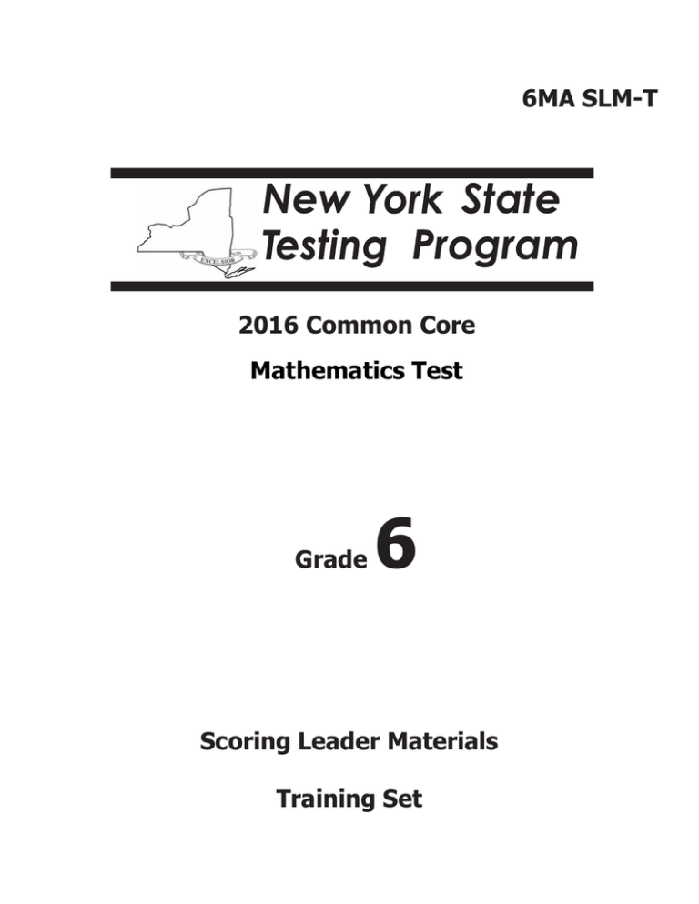 2016 Grade 6 Mathematics Test Scoring Materials