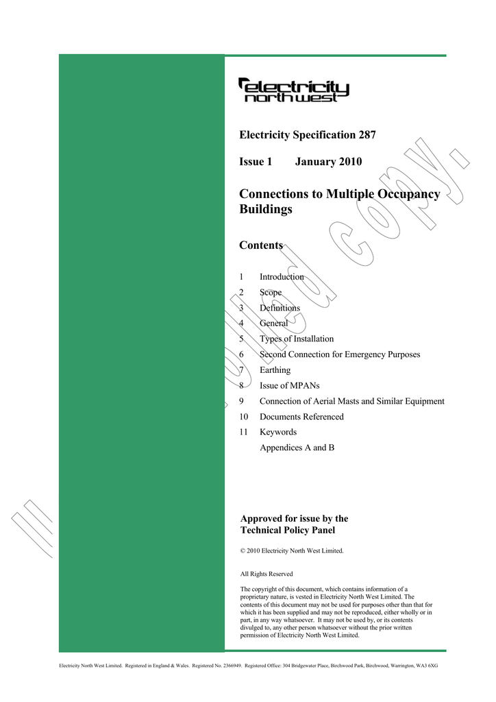 ES287 - Connections to Multiple Occupancy Buildings