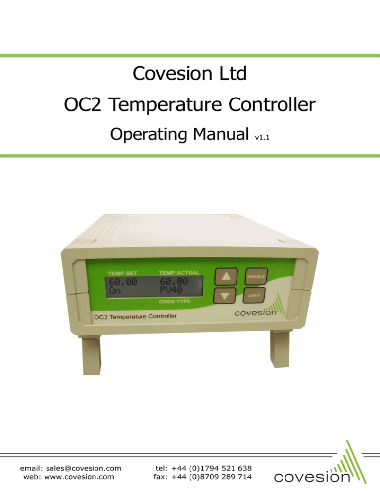 Covesion OC2 Temperature Controller Operating Manual