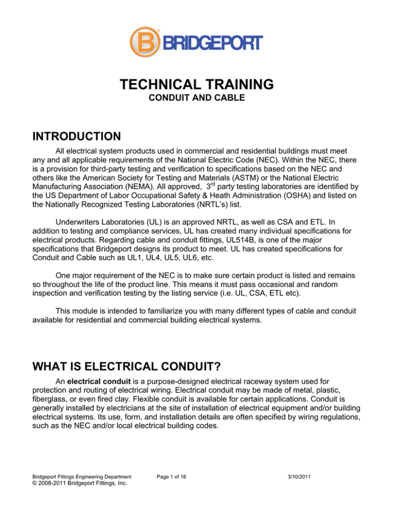 conduit and cable training
