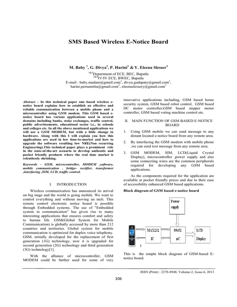 SMS Based Wireless E-Notice Board