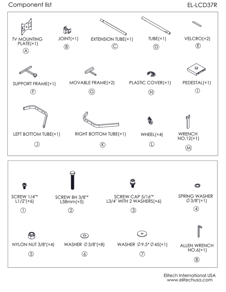 EL LCD37R Component List