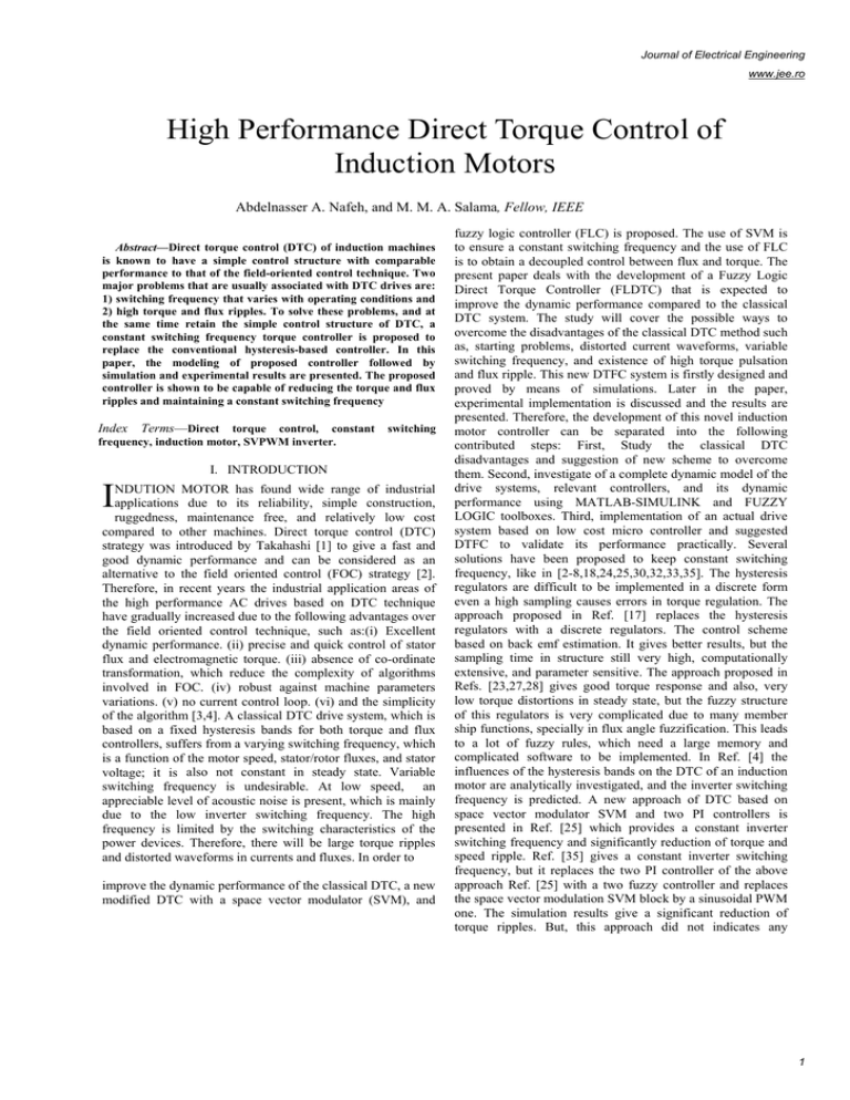 High Performance Direct Torque Control Of Induction Motors