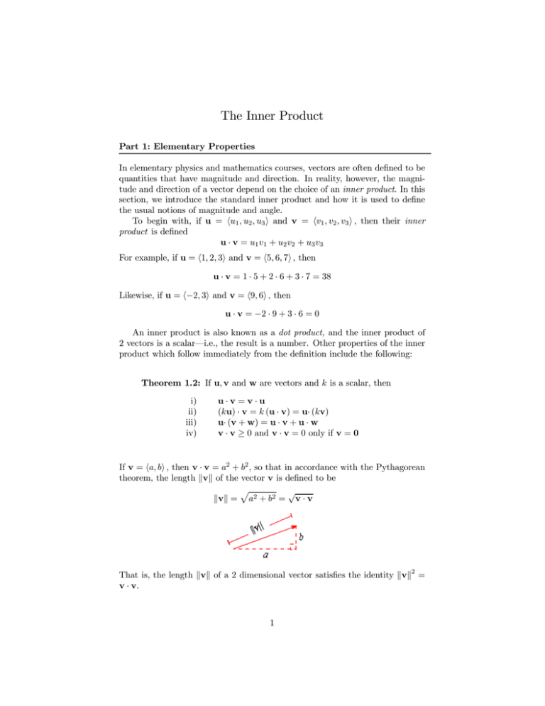 The Inner Product The Inner Product