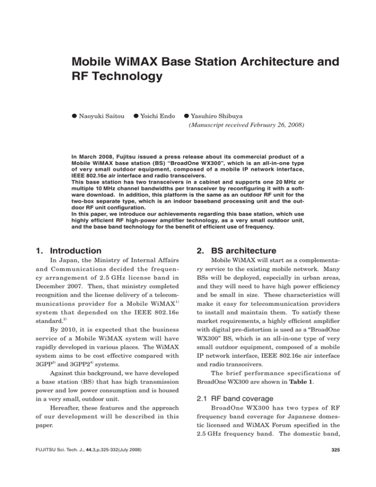 Mobile Wimax Base Station Architecture And Rf Technology