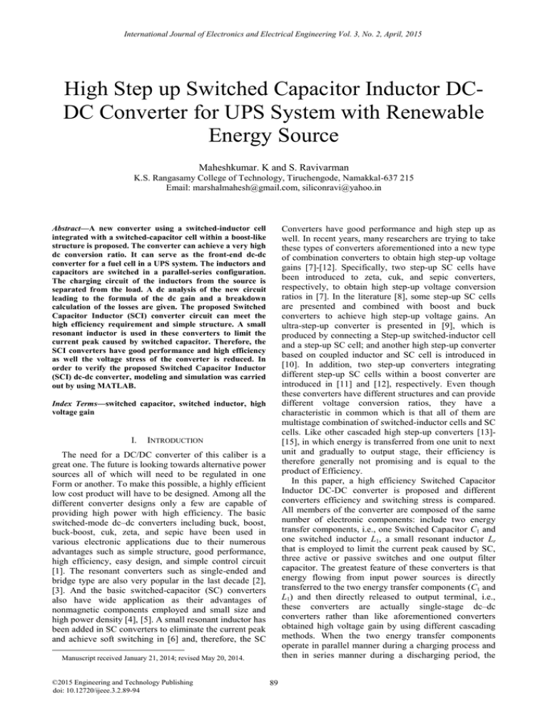 High Step Up Switched Capacitor Inductor Dc