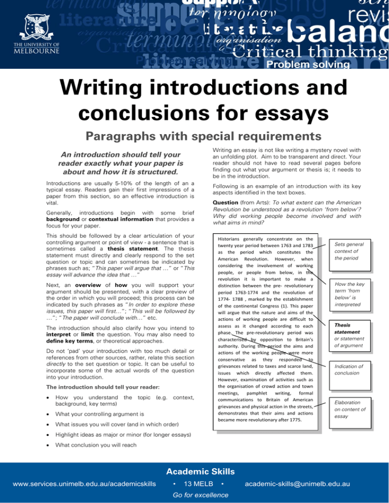 Writing Introductions And Conclusions For Essays Update