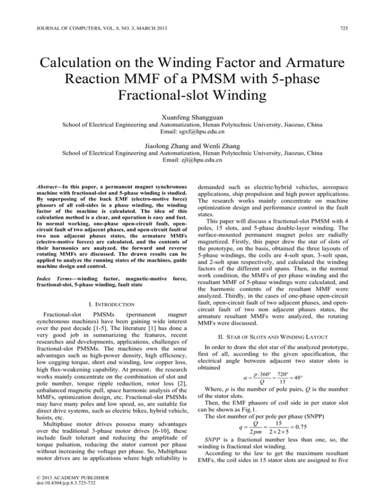 Calculation on the Winding Factor and Armature Reaction MMF of a