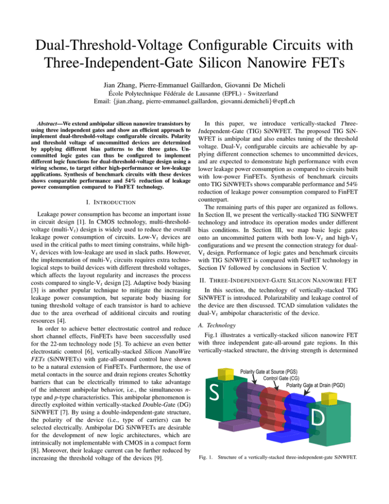 Dual-Threshold-Voltage Configurable Circuits with