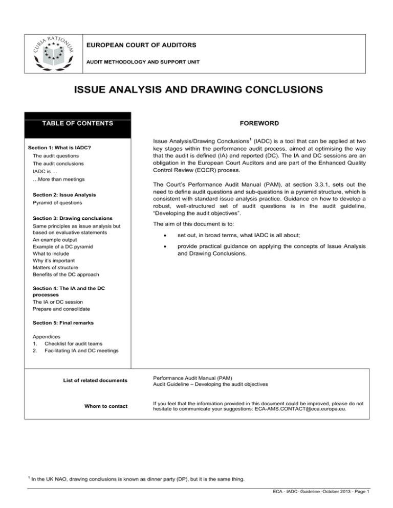 issue analysis and drawing conclusions