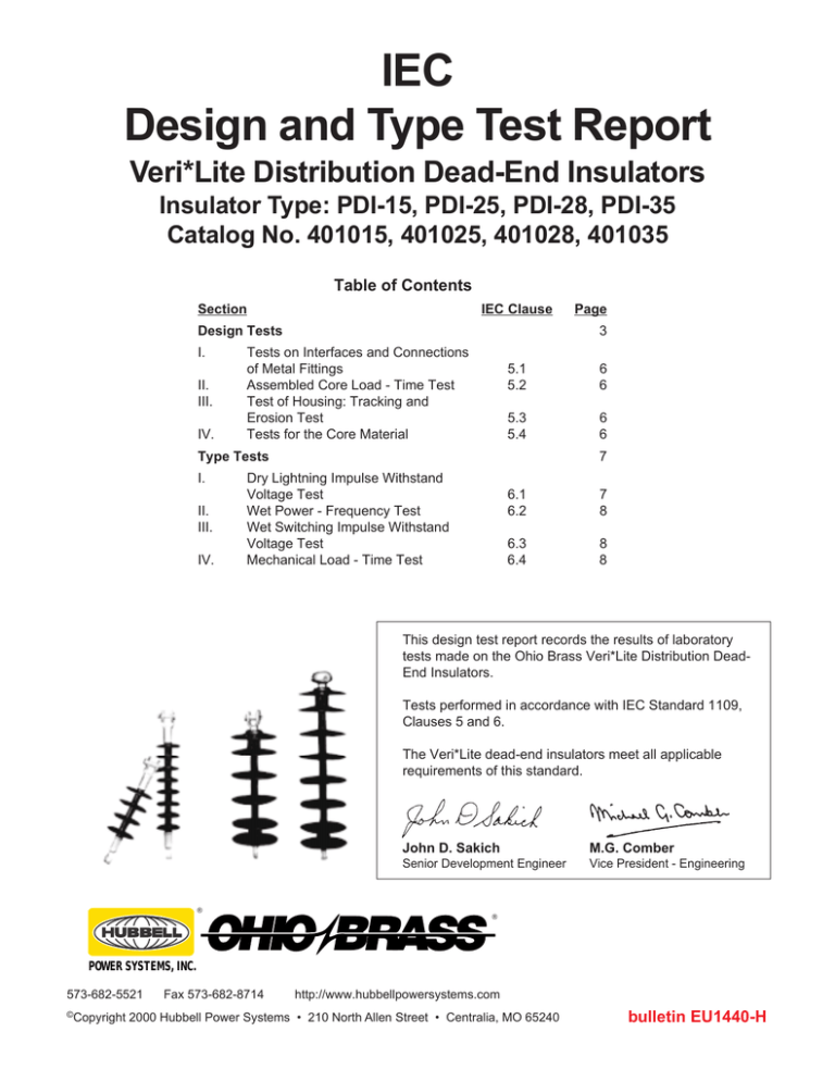 IEC Design and Type Test Report