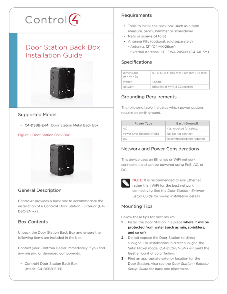 Door Station Back Box Installation Guide