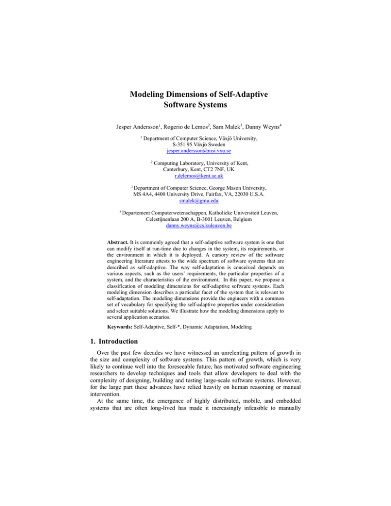 Modeling Dimensions Of Self Adaptive Software Systems