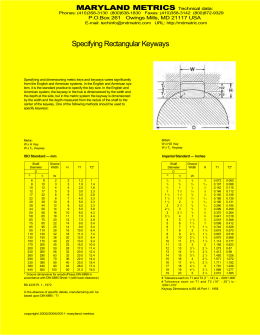 Standard Keyway Sizes Chart