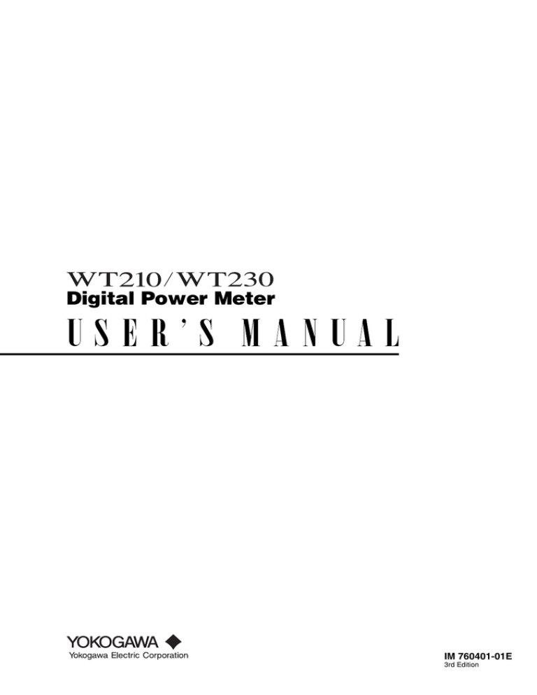 WT210 WT230 Digital Power Meter User s Manual WT210 WT230 Digital Power Meter User s Manual