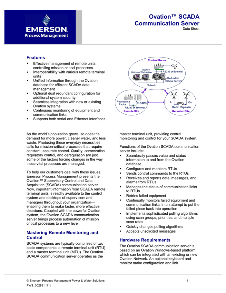 Ovation SCADA Communication Server