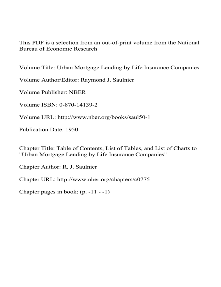 Table Of Contents List Of Tables And List Of Charts To Urban