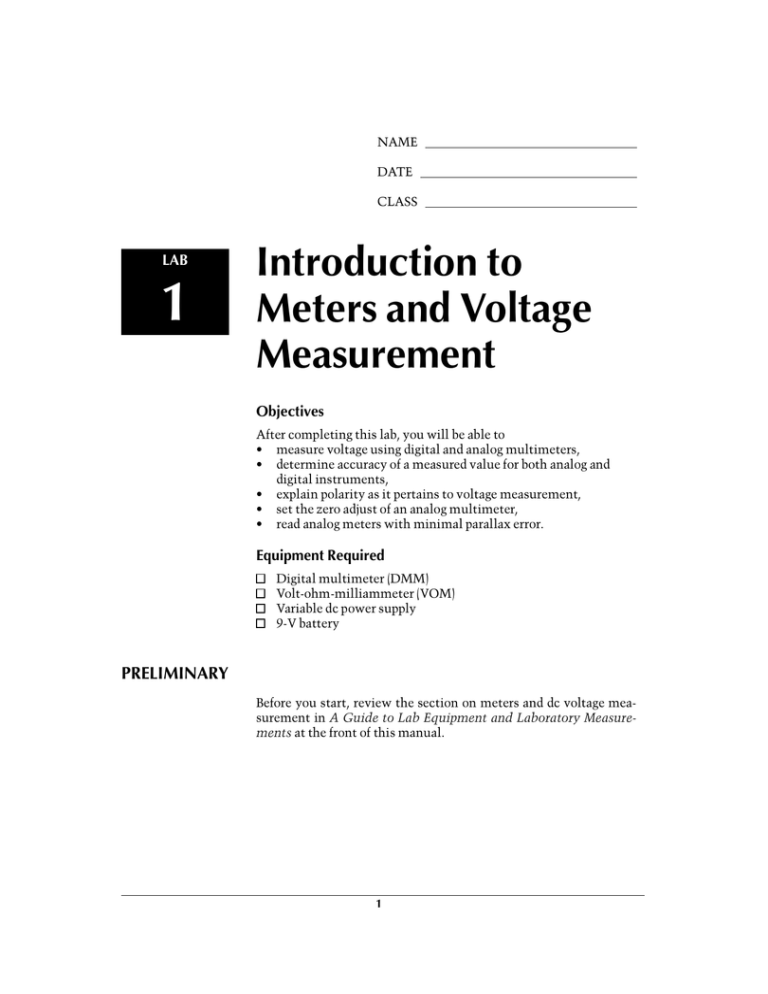 Introduction to Meters and Voltage Measurement