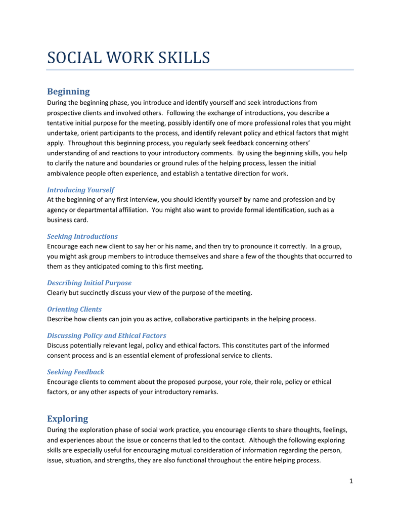 Social Work Skills University Of Maryland School Of Social Work