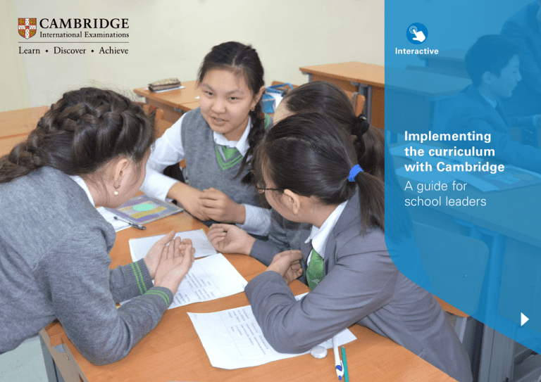 Implementing The Curriculum With Cambridge A Guide For School
