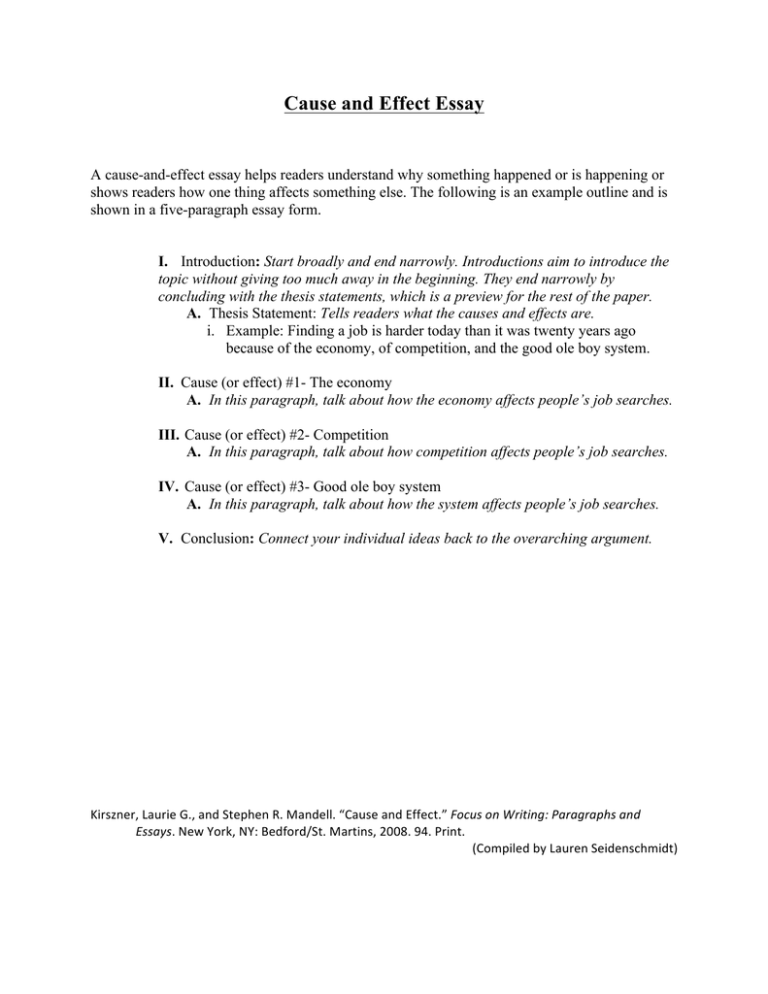 Cause And Effect Essay