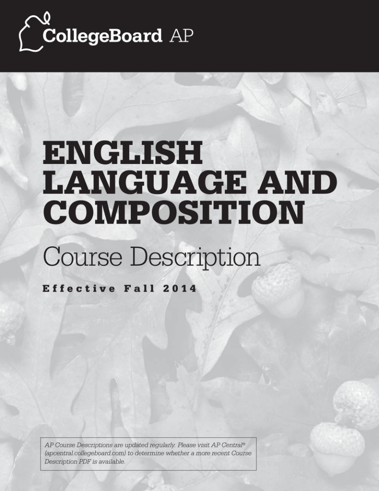 AP English Language And Composition Course Description