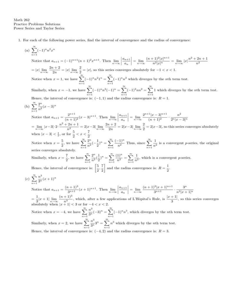 Power And Taylor Series Practice Problem Solutions