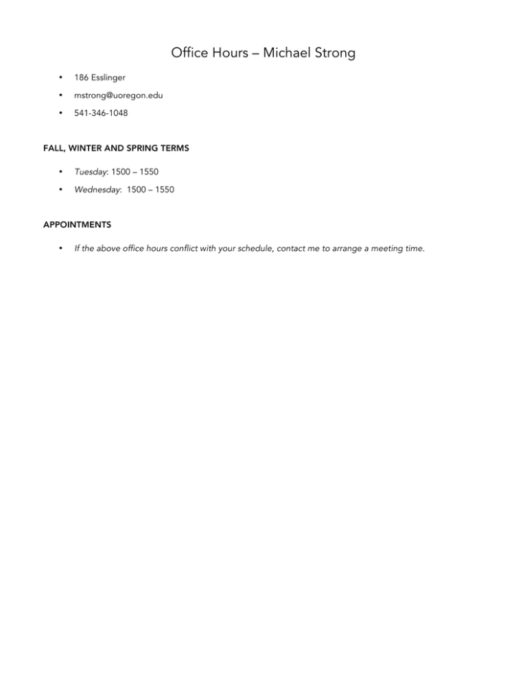 Office Hours For Website