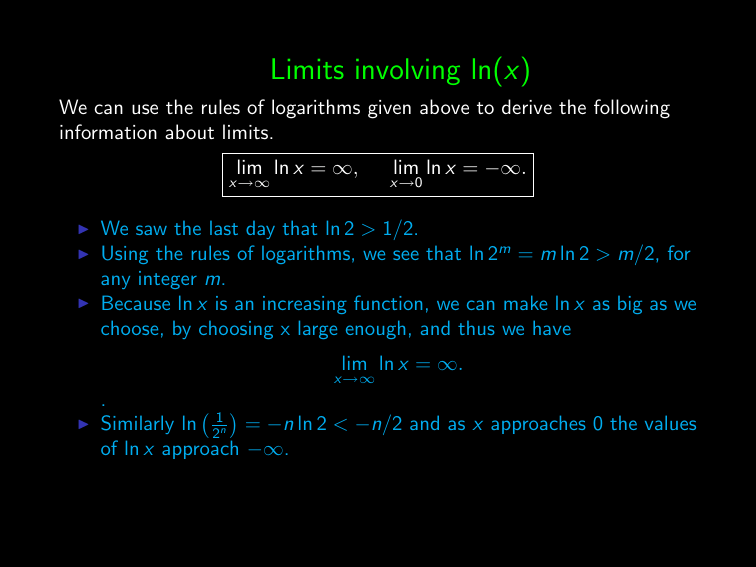 Limits Involving Ln x 