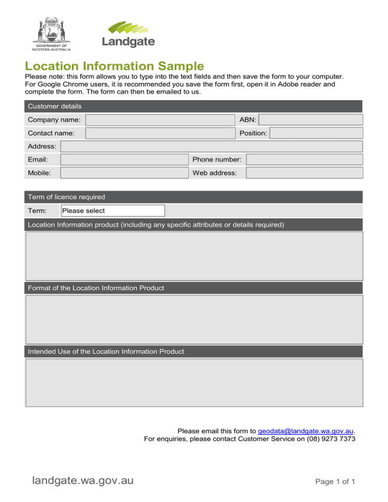 Location Information Sample Location Information Sample