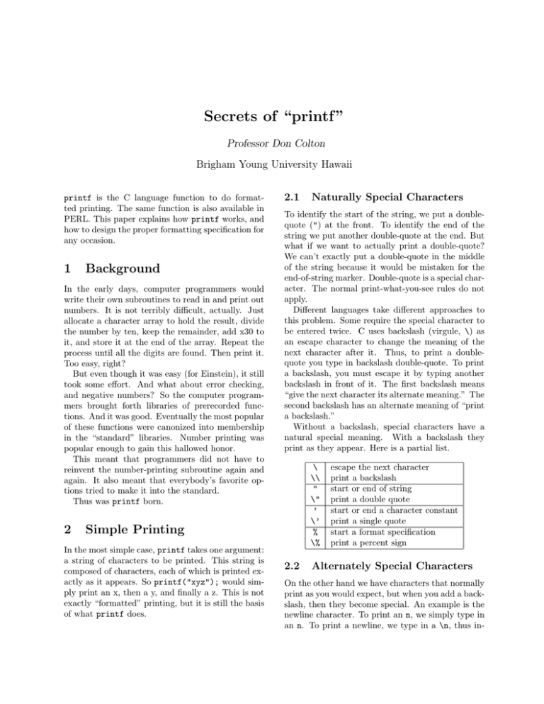 Secrets Of printf 