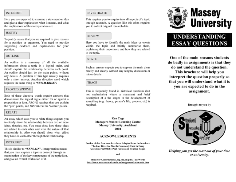 Understanding Essay Questions
