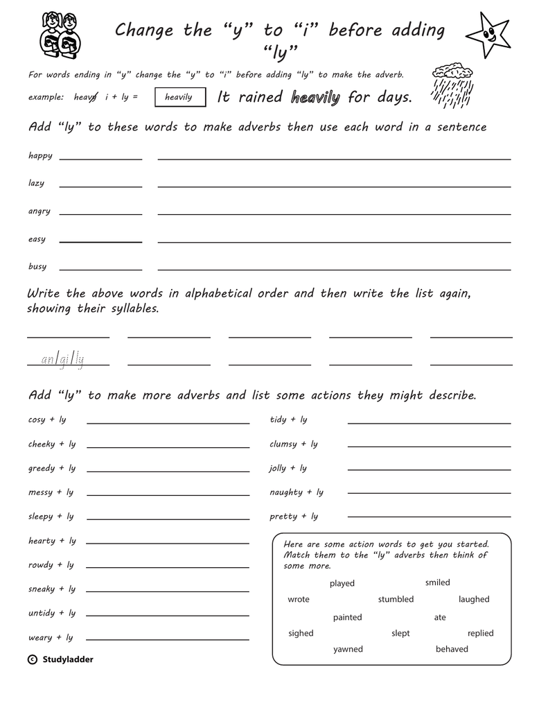 Words Ending In Y Change To I When Adding Suffix Ly Words Ending In Y Change To I When Adding Suffix Ly