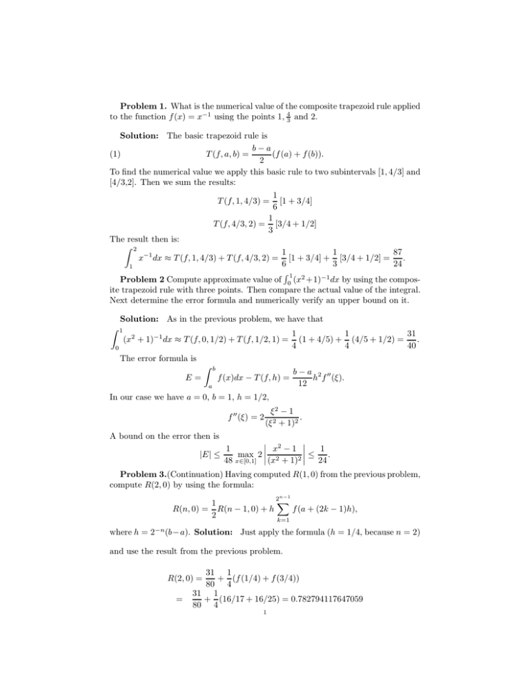 Problem 1 What Is The Numerical Value Of The Composite Trapezoid