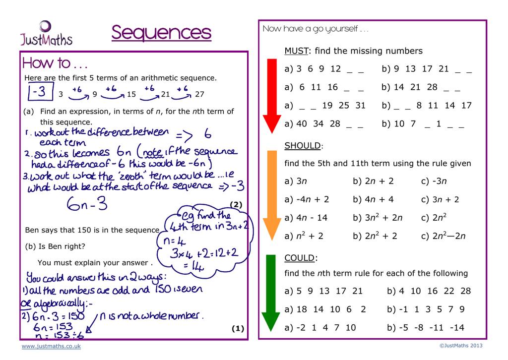 Sequences JustMaths