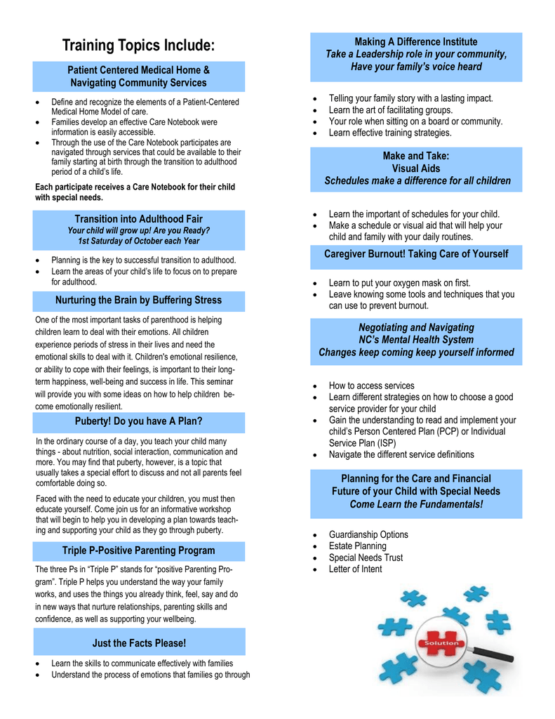 Training Topics Include Training Topics Include