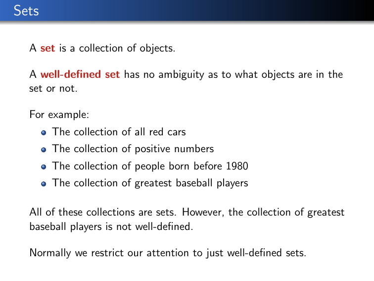 A Set Is A Collection Of Objects A Well