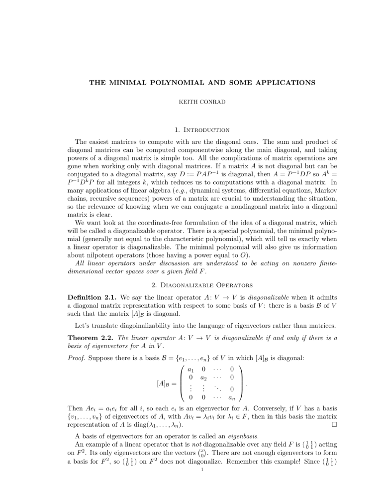 The Minimal Polynomial And Some Applications The Minimal Polynomial And Some Applications