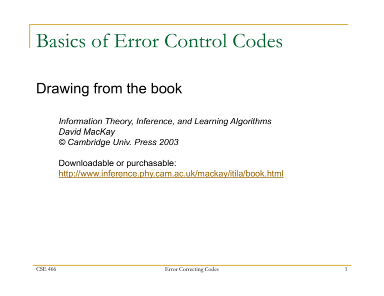 Basics Of Error Control Codes