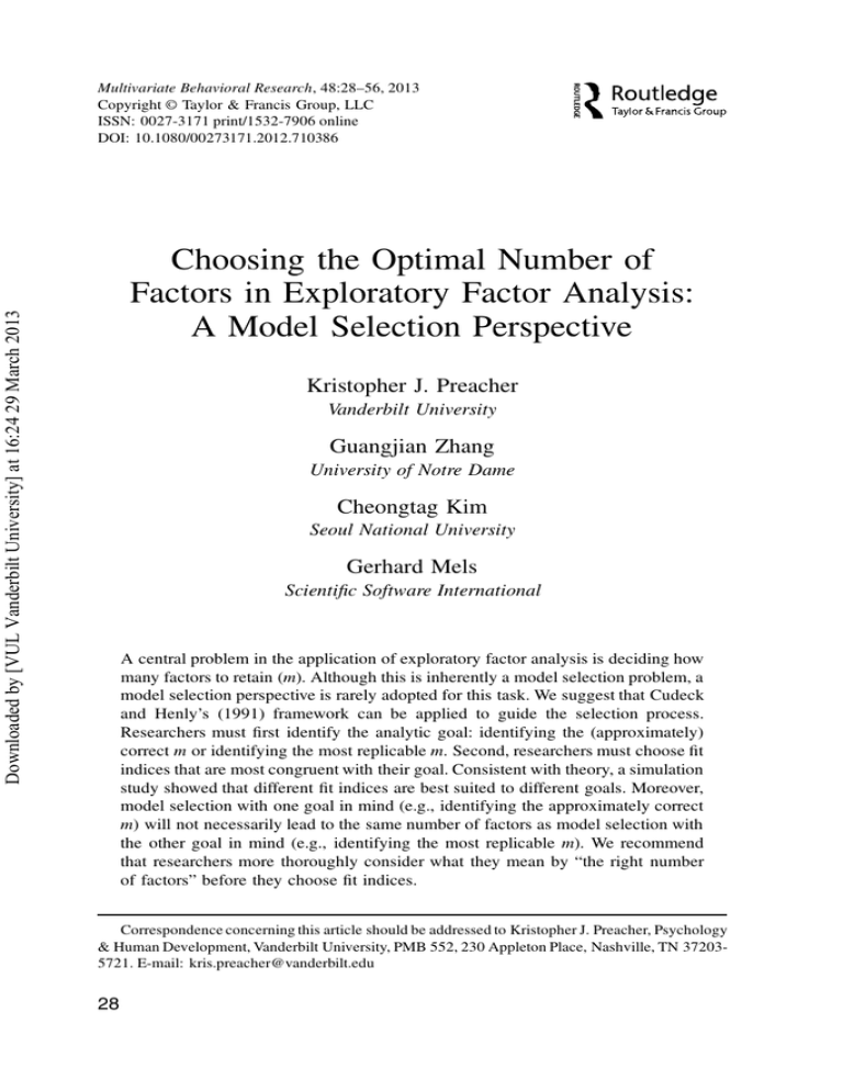 Choosing The Optimal Number Of Factors In