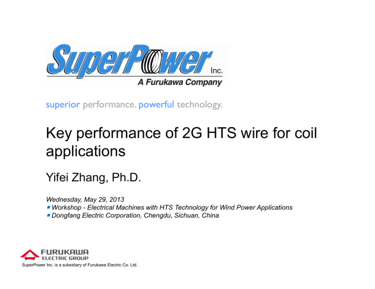 Key Performance Of 2G HTS Wire For Coil Applications