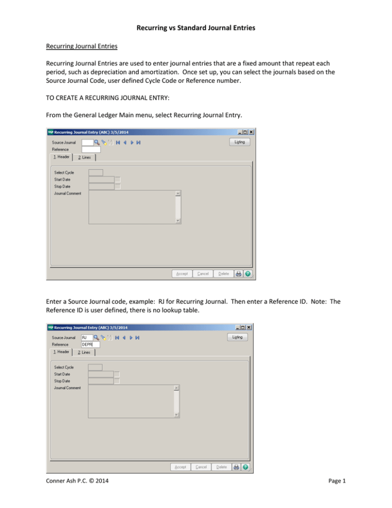 Recurring Vs Standard Journal Entries
