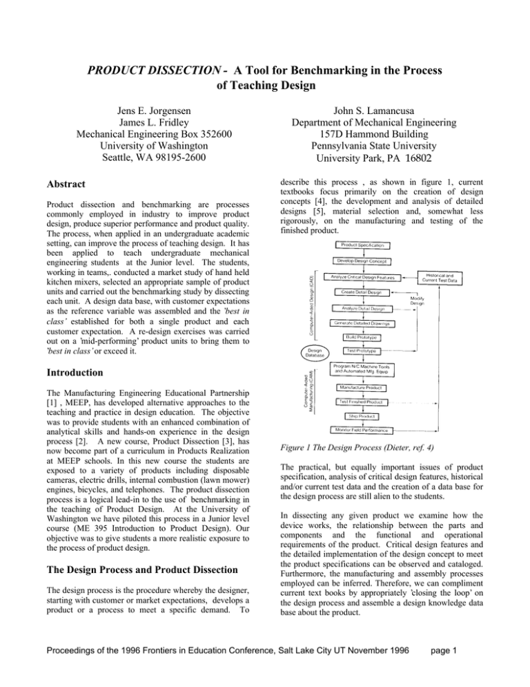 PRODUCT DISSECTION A Tool For Benchmarking In The Process PRODUCT DISSECTION A Tool For Benchmarking In The Process