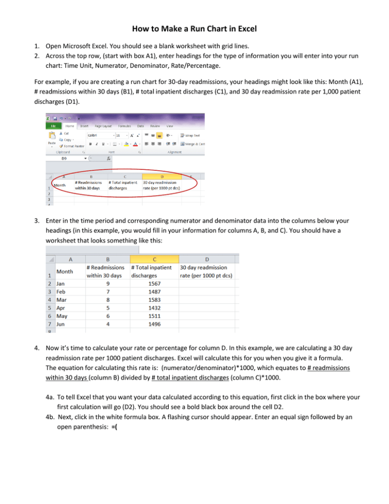 How To Make A Run Chart In Excel