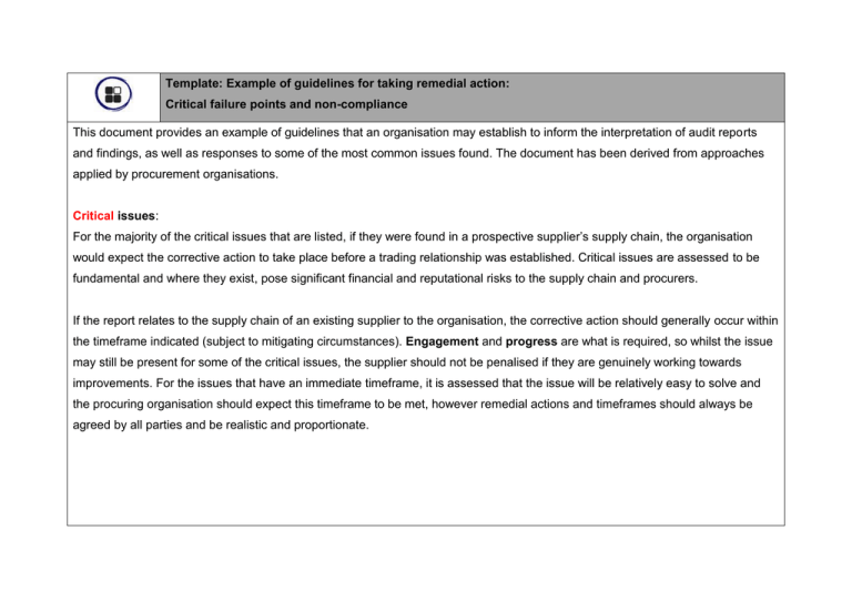 Example Of Guidelines For Taking Remedial Action