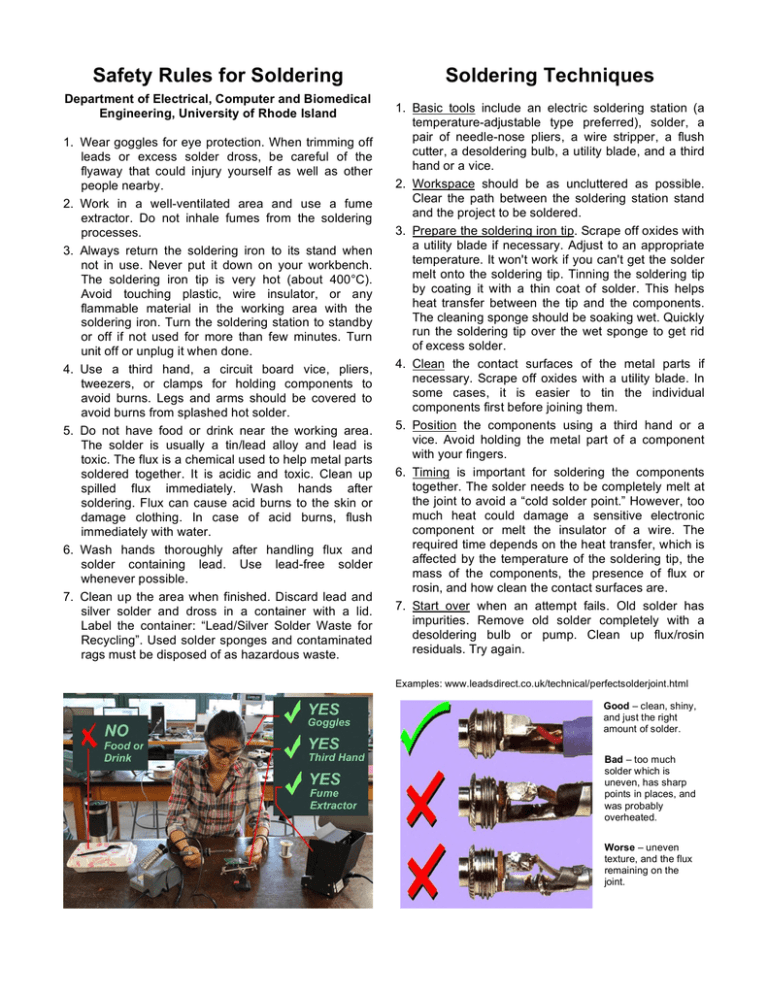 Safety Rules For Soldering Soldering Techniques Safety Rules For Soldering Soldering Techniques