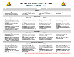 Informational Text Complexity Rubric